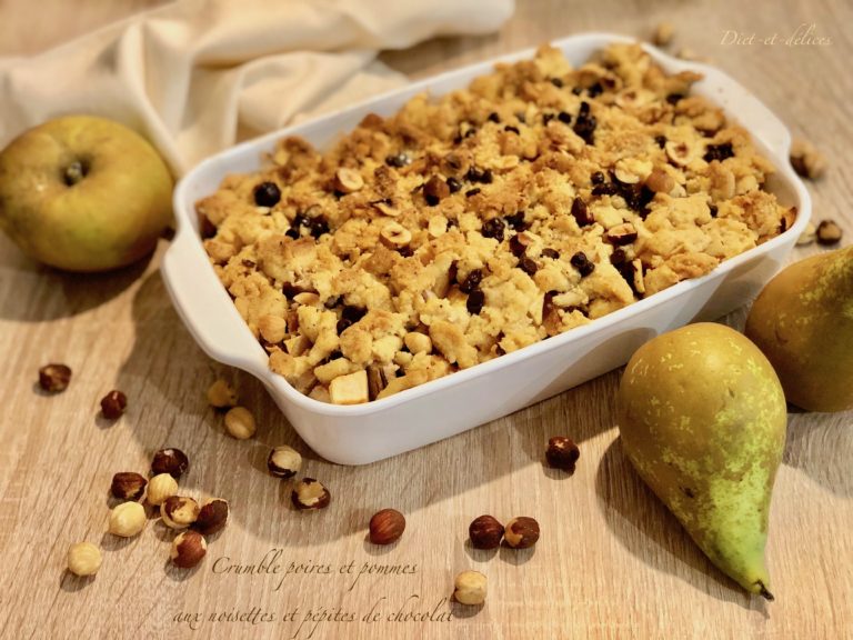 Crumble poires et pommes aux noisettes et pépites de chocolat : Diet ...
